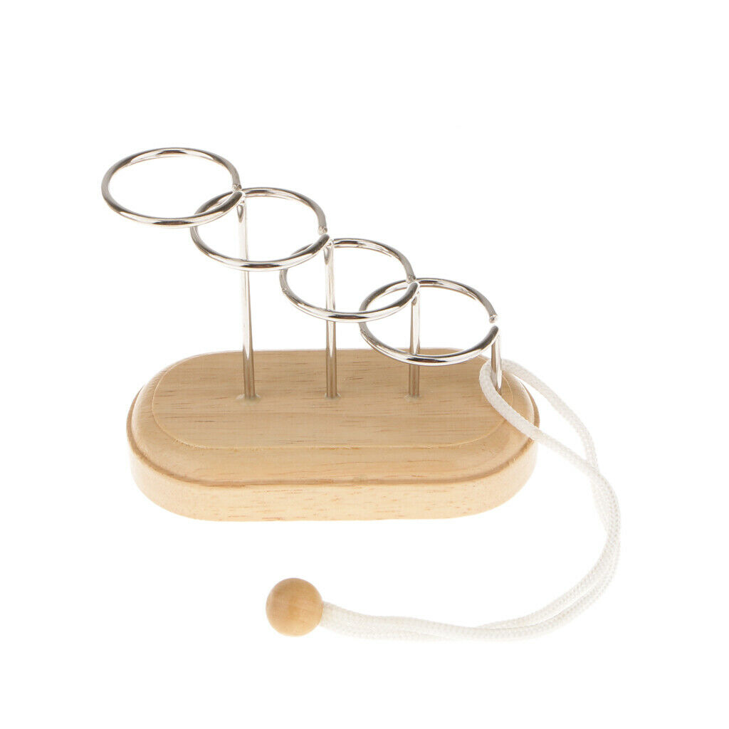 Wooden 3D Adult Four String Ring Puzzle - Puzzle Me This