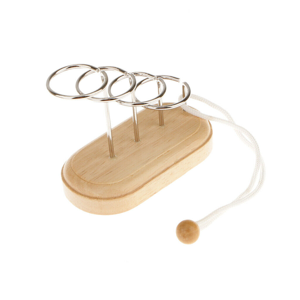 Wooden 3D Adult Four String Ring Puzzle - Puzzle Me This