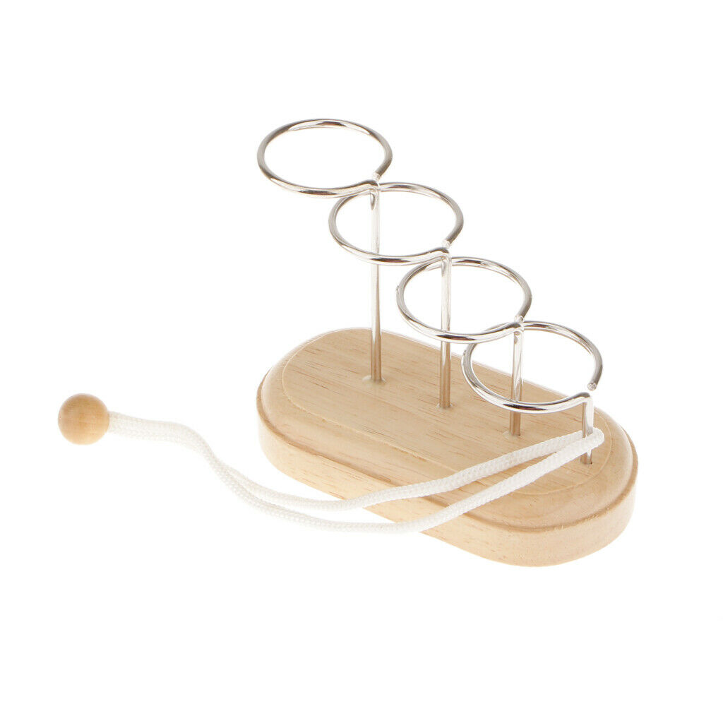 Wooden 3D Adult Four String Ring Puzzle - Puzzle Me This